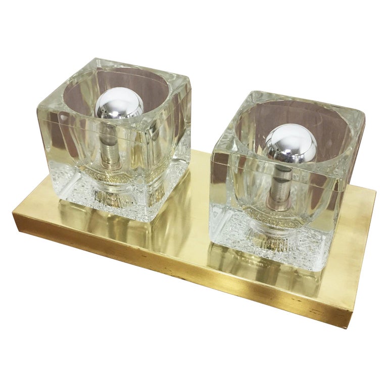 Original Brass Modernist Peill and Putzler 1970s Ice Cubes Glass Wall ...