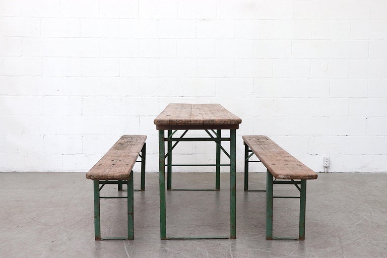 Original Brown German Beer Garden Table and Bench Set at 1stDibs