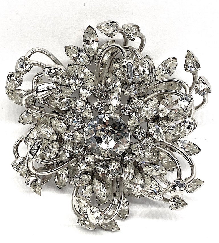 Original by Robert 1950s Large Rhinestone Flower Brooch, Pin at 1stDibs ...