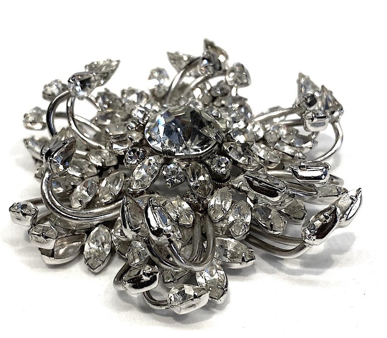 Original by Robert 1950s Large Rhinestone Flower Brooch, Pin at 1stDibs ...