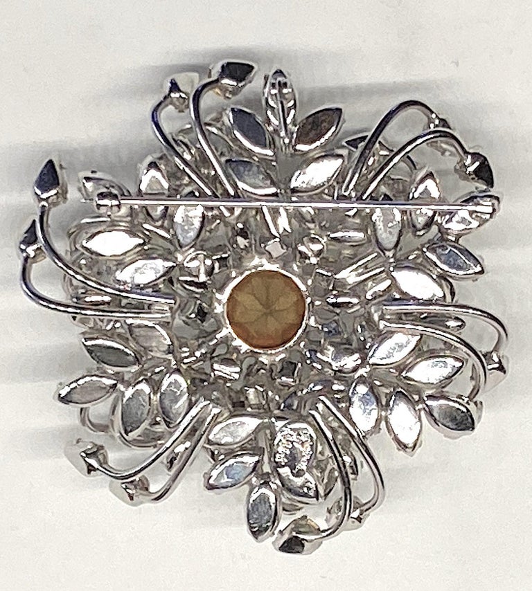 Original by Robert 1950s Large Rhinestone Flower Brooch, Pin at 1stDibs ...