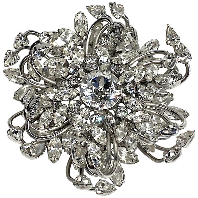Original by Robert 1950s Large Rhinestone Flower Brooch, Pin at 1stDibs ...