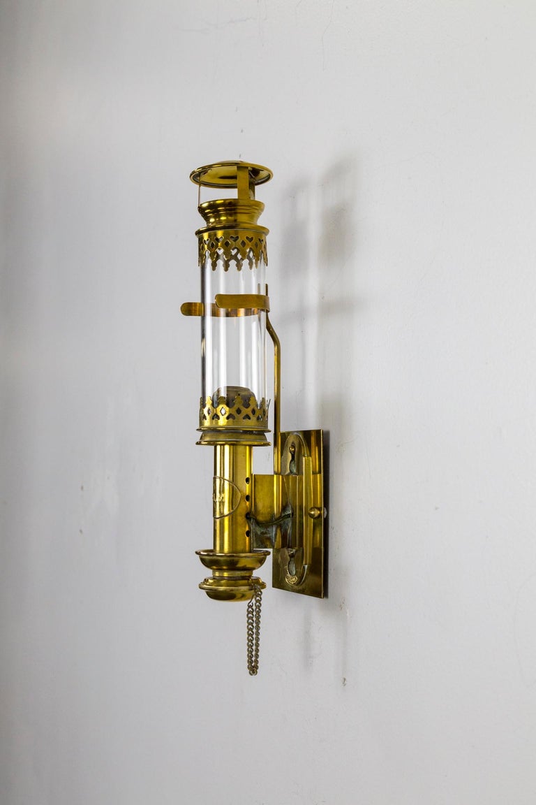 Original circa 1900 "PLM" Brass Railroad Lantern Sconces by Poyard ...