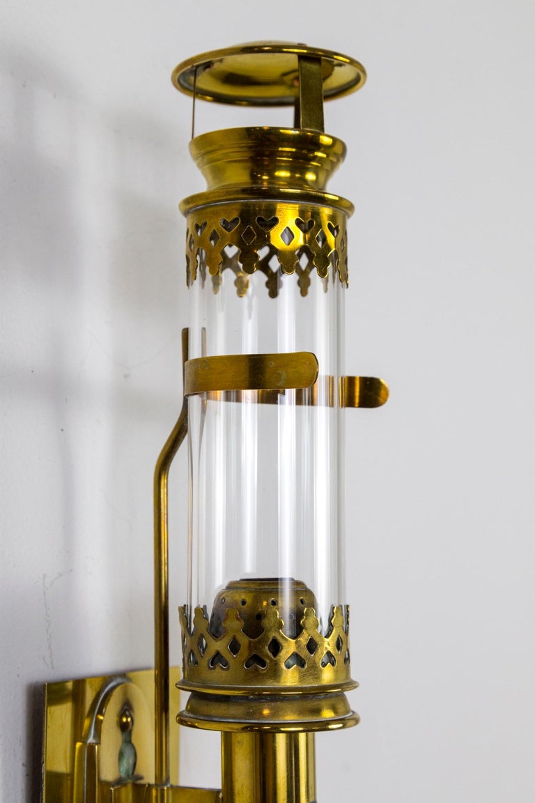 Original circa 1900 "PLM" Brass Railroad Lantern Sconces by Poyard ...