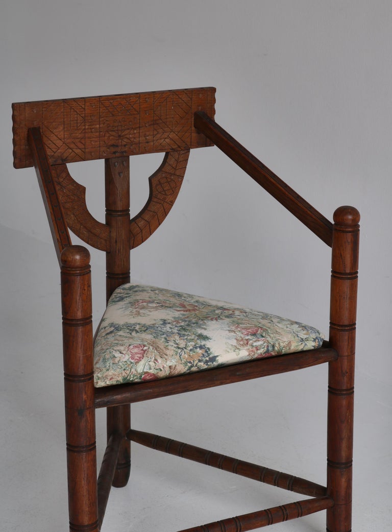 Original Carved "Monk´s Chair" in Solid Oak, Romantic Era, Sweden For ...