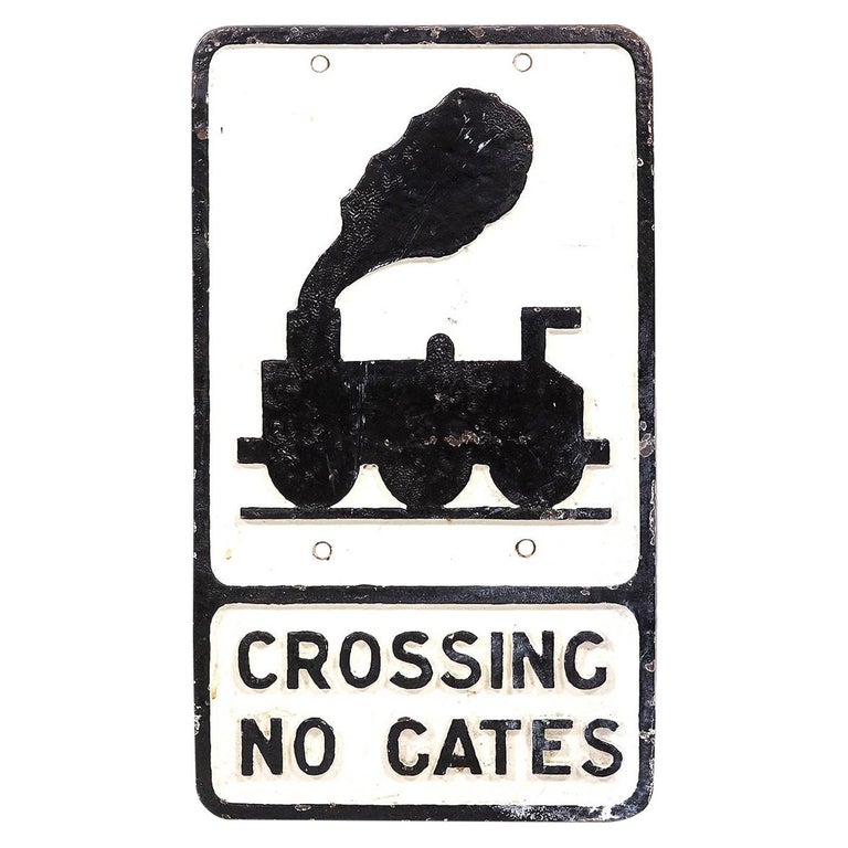 Original Cast Iron Railroad Crossing Sign at 1stDibs
