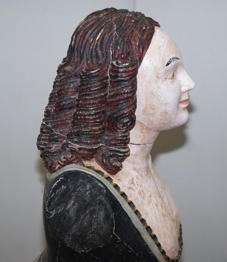 Original circa 1900 Hand Painted Ships Bust Herm Statue Sculpture Solid ...
