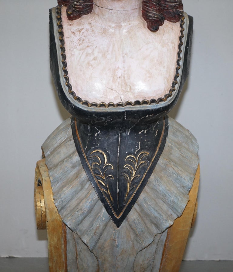 Original circa 1900 Hand Painted Ships Bust Herm Statue Sculpture Solid ...