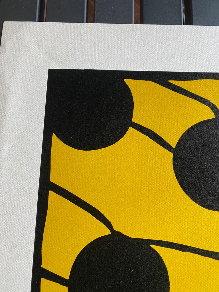 Original Color Linocut by Werner Büttner "Nachleben" in Yellow and ...