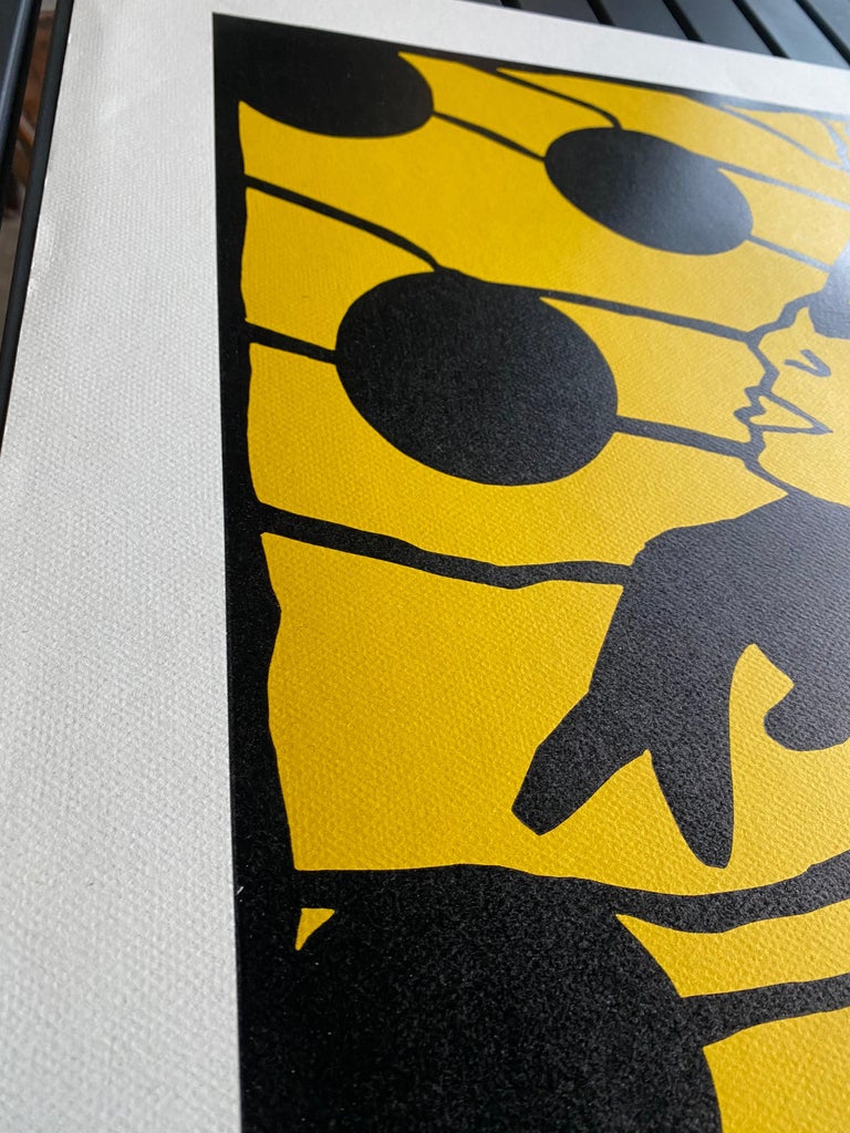 Original Color Linocut by Werner Büttner "Nachleben" in Yellow and ...