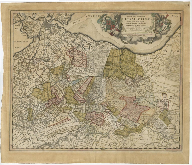Original Colored Antique Map of Utrecht and Surroundings, The ...