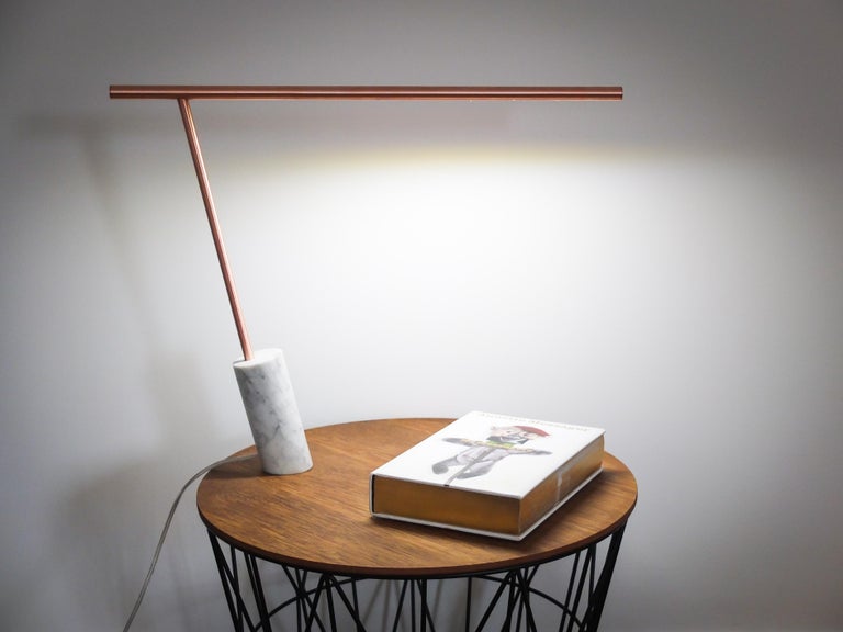 Original Copper Marble Table Lamp Signed by Adam Ruiz and Cyril Fuchs ...
