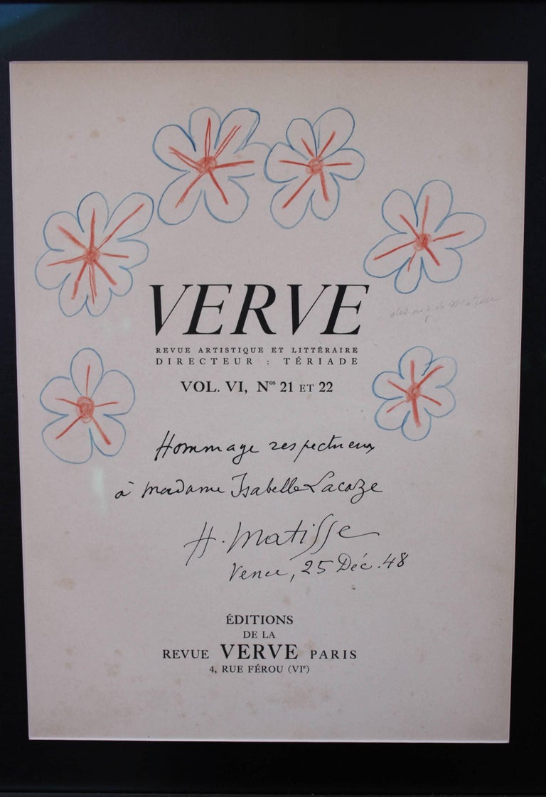 Original drawing on the title page of "Verve" journal by Henri Matisse ...