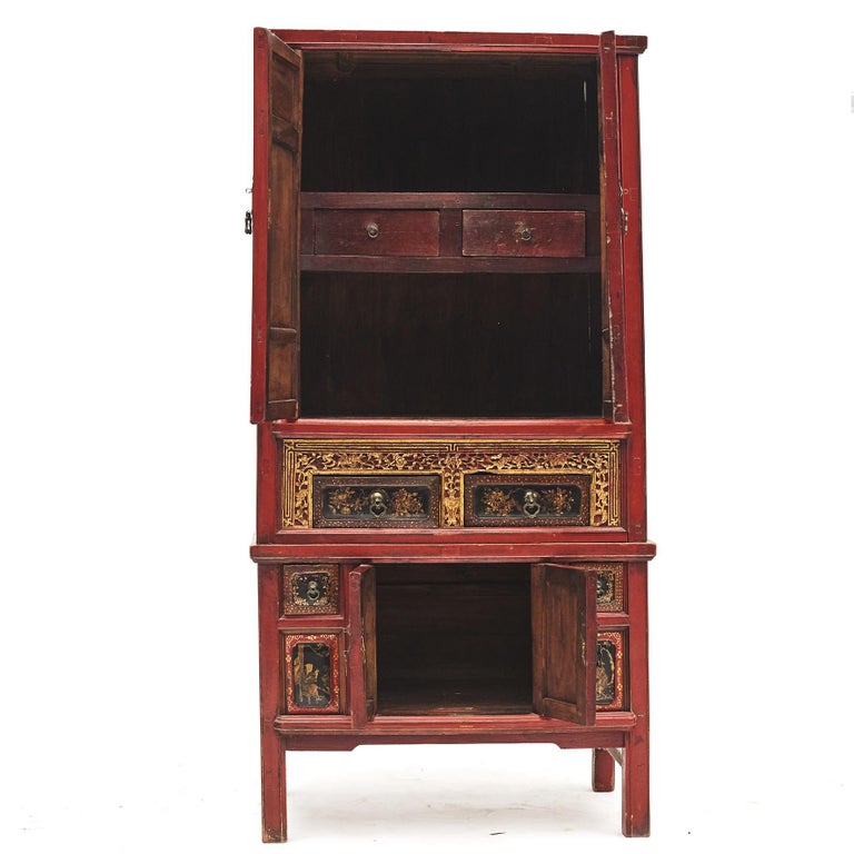 Original Decorated Red Gilt Lacquered Cabinet from Fujian Province at ...