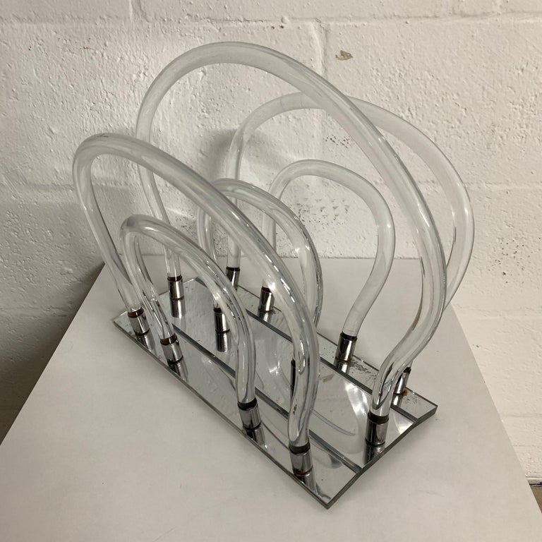 Original Dorothy Thorpe Lucite and Chrome Magazine Rack or Stand, 1960s ...
