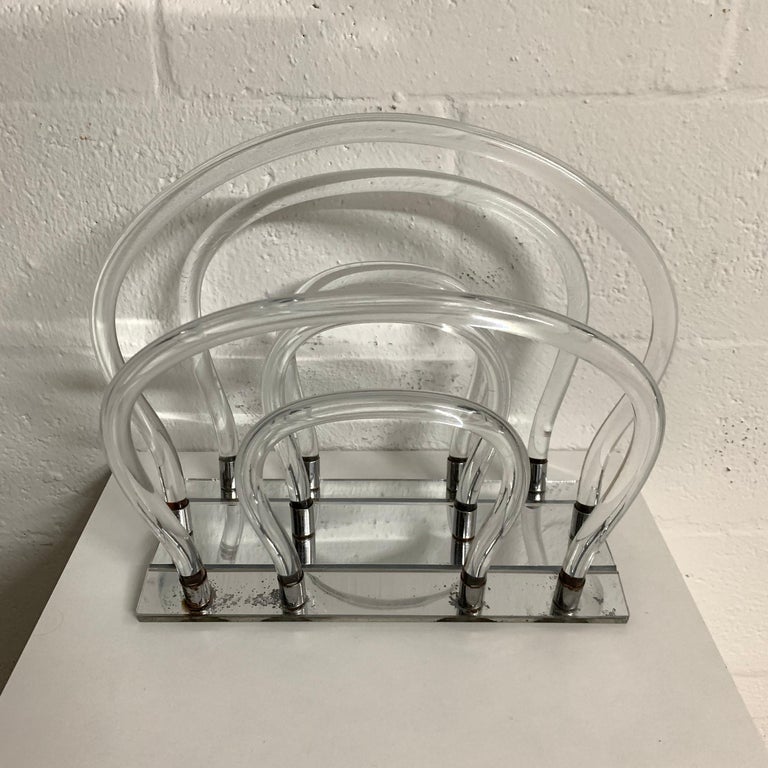 Original Dorothy Thorpe Lucite and Chrome Magazine Rack or Stand, 1960s ...