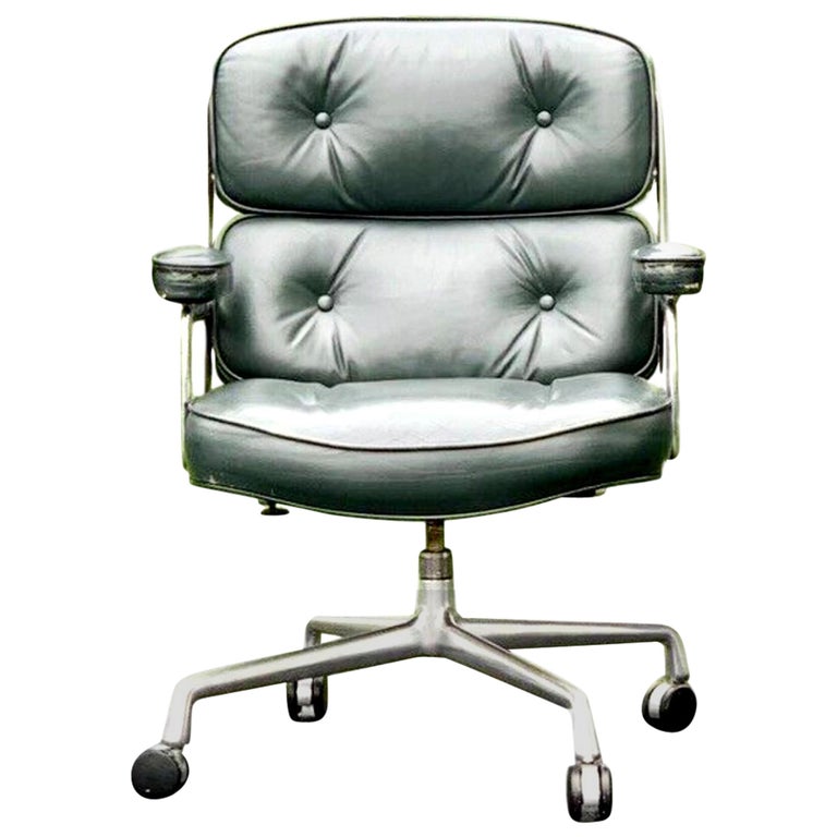 Original Eames Time Life Chairs in Forest Green Leather at 1stDibs