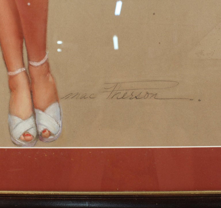 Original Earl MacPherson Pastel Painting of a Pin-Up Girl with Balloons ...