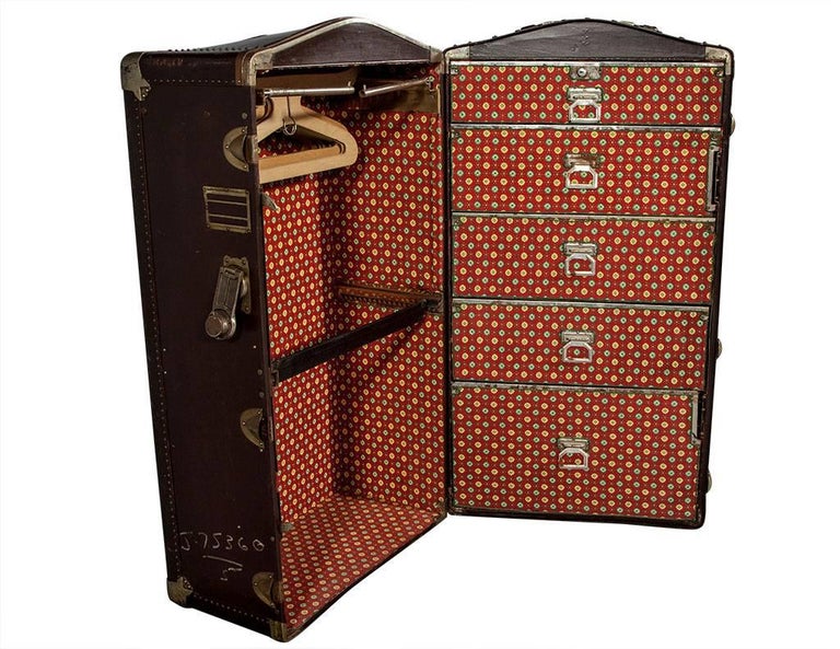 Original Early 1900s French Steamer Wardrobe Trunk Chest For Sale at ...