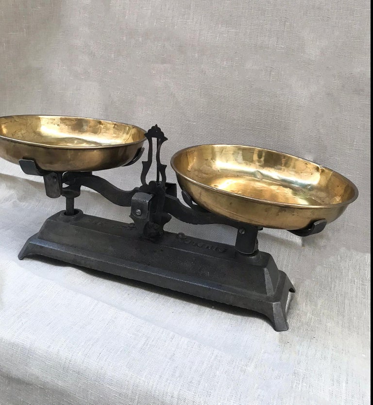 Original Early 20th Century Weight Scale with Cast Iron and Gilded ...