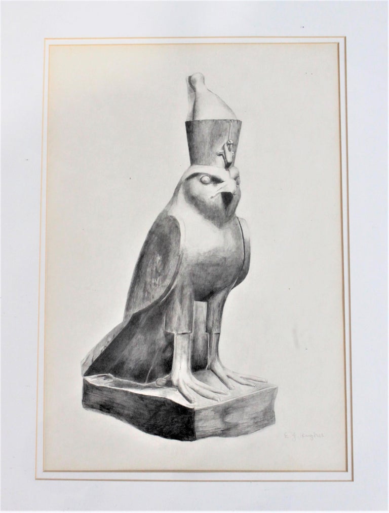 Original Edward J. Hughes Pencil Drawing of the Ancient Egyptian Diety ...