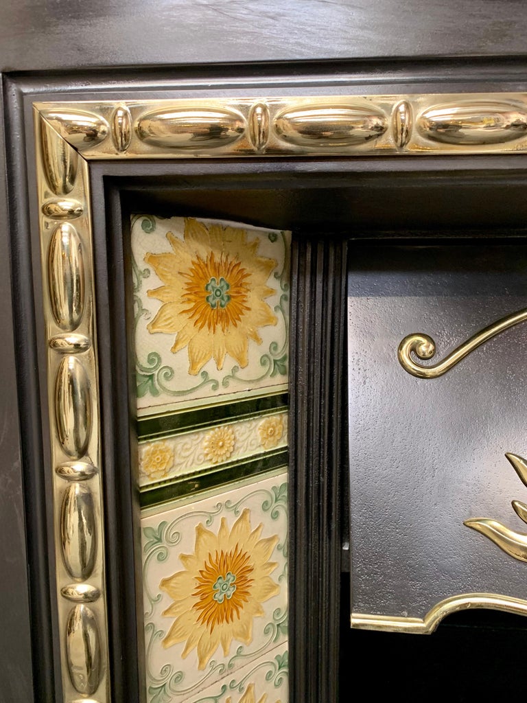 Original Edwardian Cast Iron and Brass, Tiled Fireplace Insert at ...