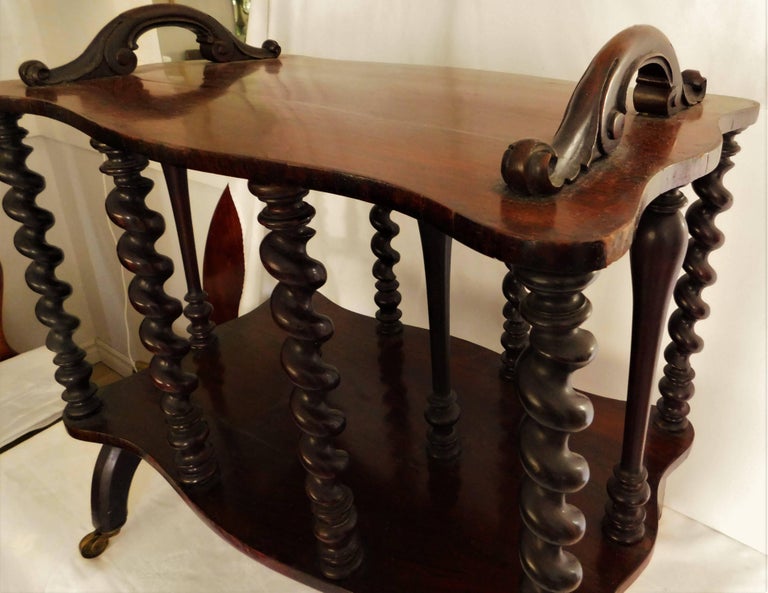 Original English Victorian Walnut Magazine Rack Table with Barley Twist ...