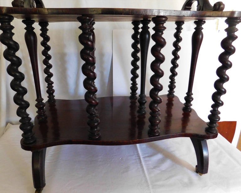 Original English Victorian Walnut Magazine Rack Table with Barley Twist ...