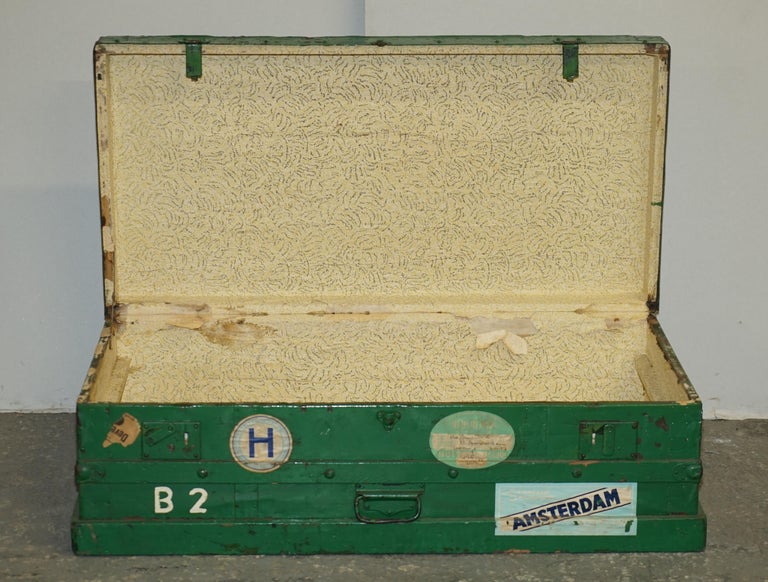 Original European Green Painted Metal Zinc Military Army Campaign Chest ...
