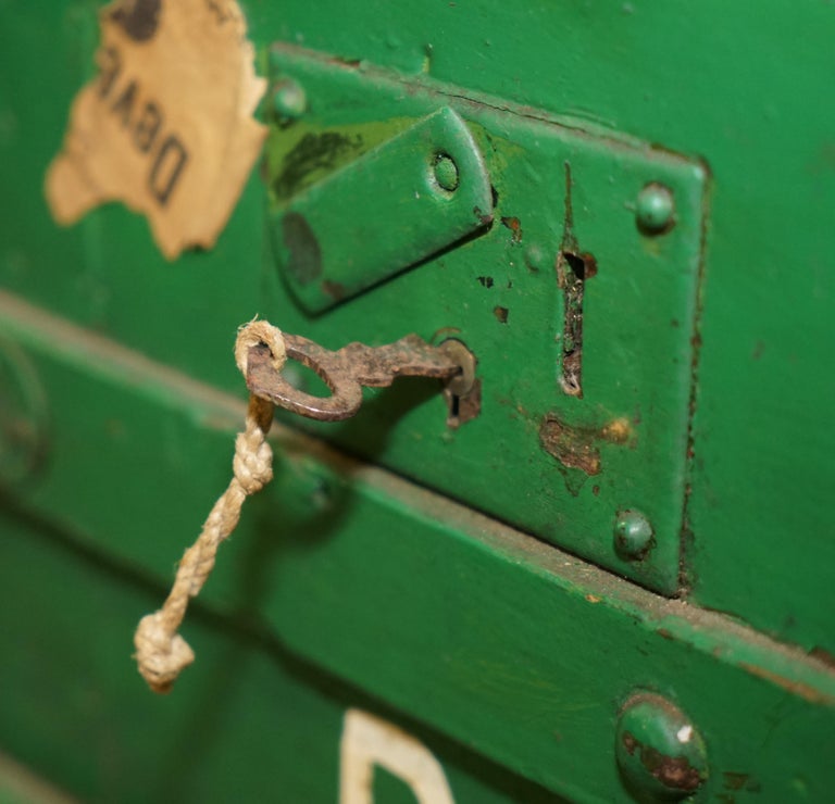 Original European Green Painted Metal Zinc Military Army Campaign Chest ...