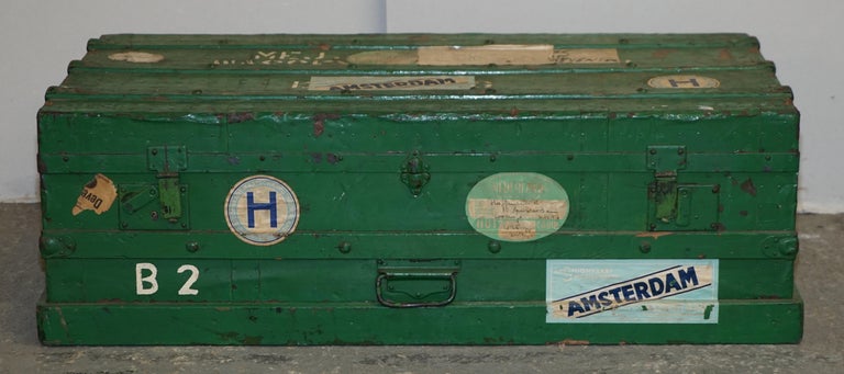 Original European Green Painted Metal Zinc Military Army Campaign Chest ...