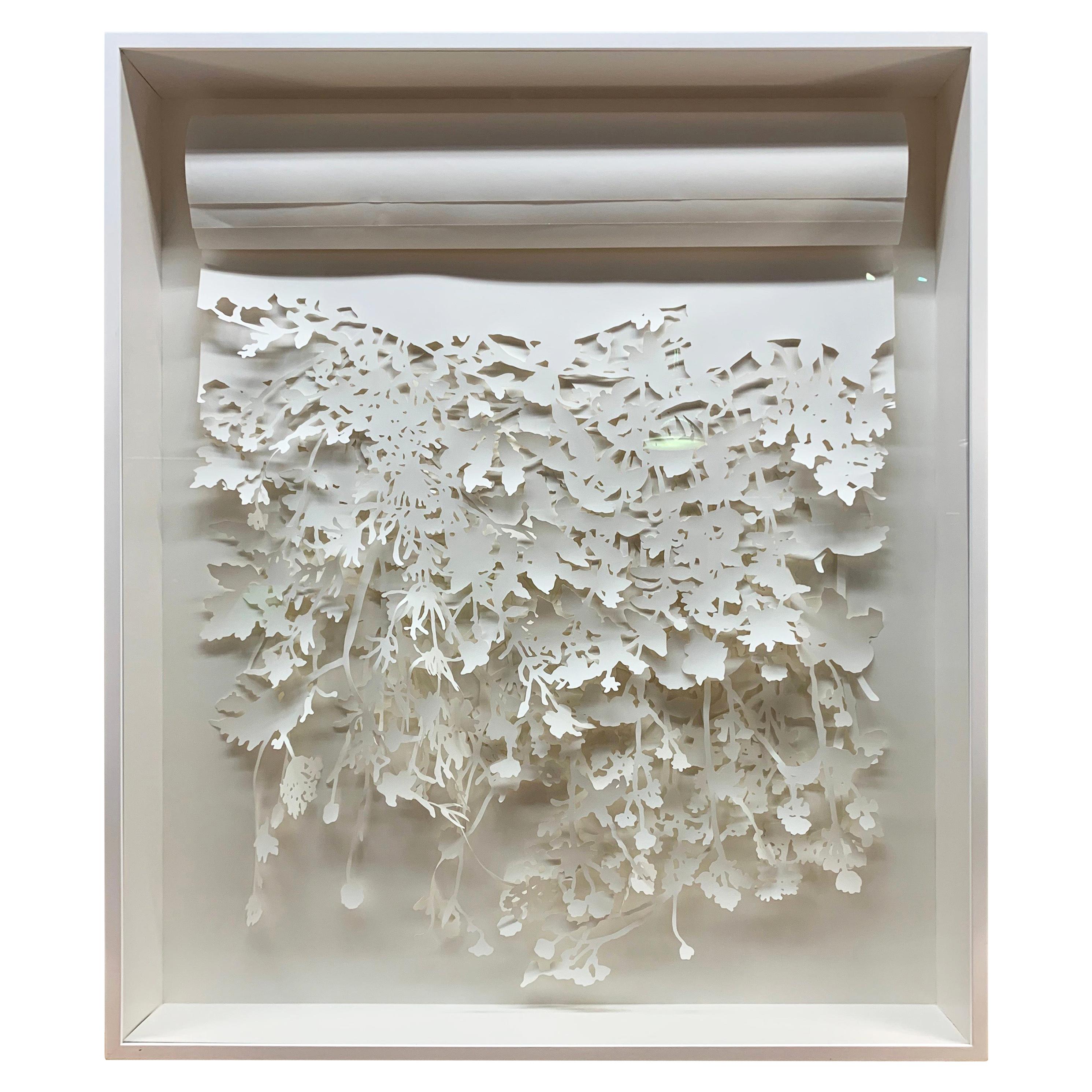 Original Extra Large Floral Lace Cut Paper Mixed-Media Art in Lucite ...
