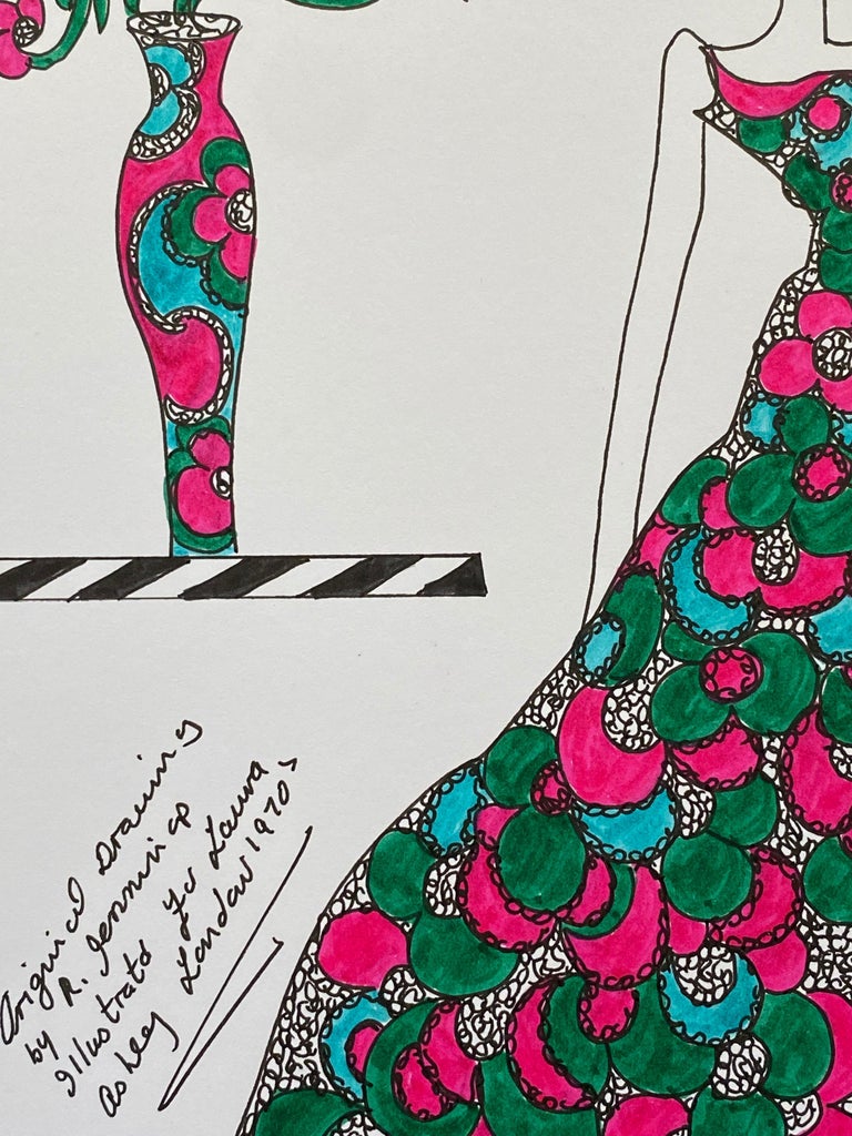 Original Fashion Design Illustration Watercolor Painting Laura Ashley ...