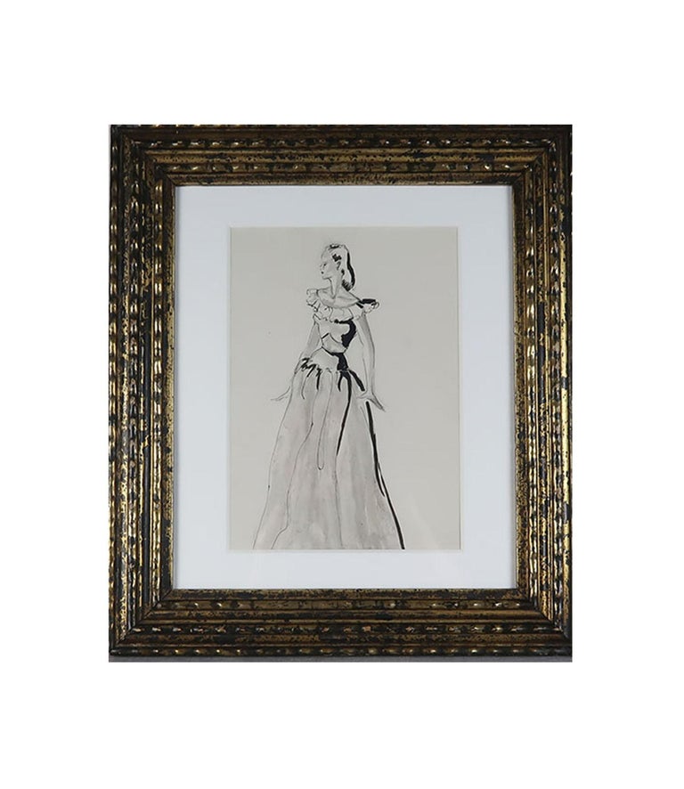 Original Fashion Drawing, Pat Kerr, 1946 For Sale at 1stDibs
