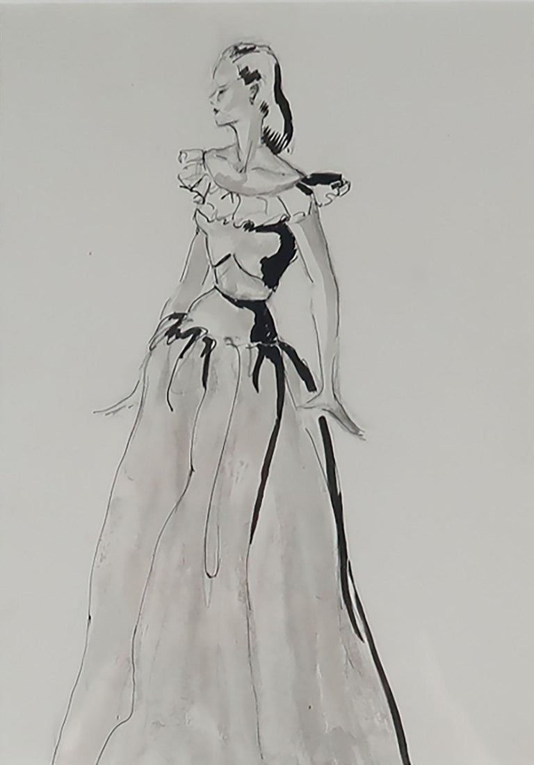 Original Fashion Drawing, Pat Kerr, 1946 For Sale at 1stDibs