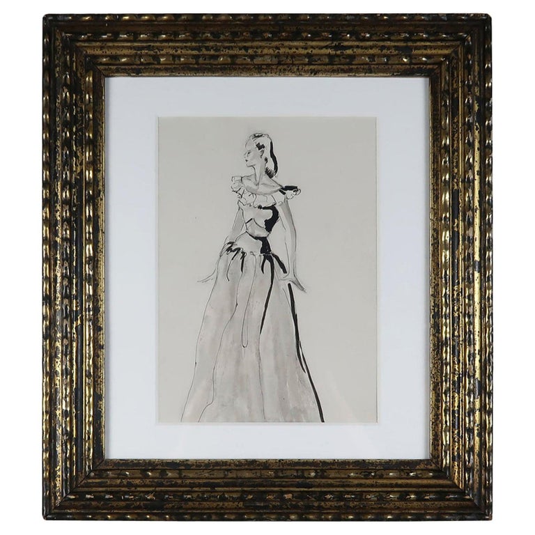 Original Fashion Drawing, Pat Kerr, 1946 For Sale at 1stDibs