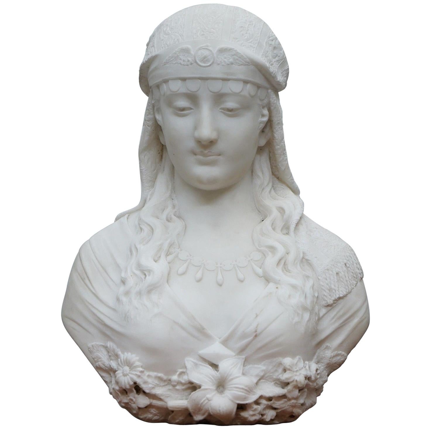 Original Ferdinando Vichi Italian 1875-1945 Marble Bust Egyptian Beauty ...