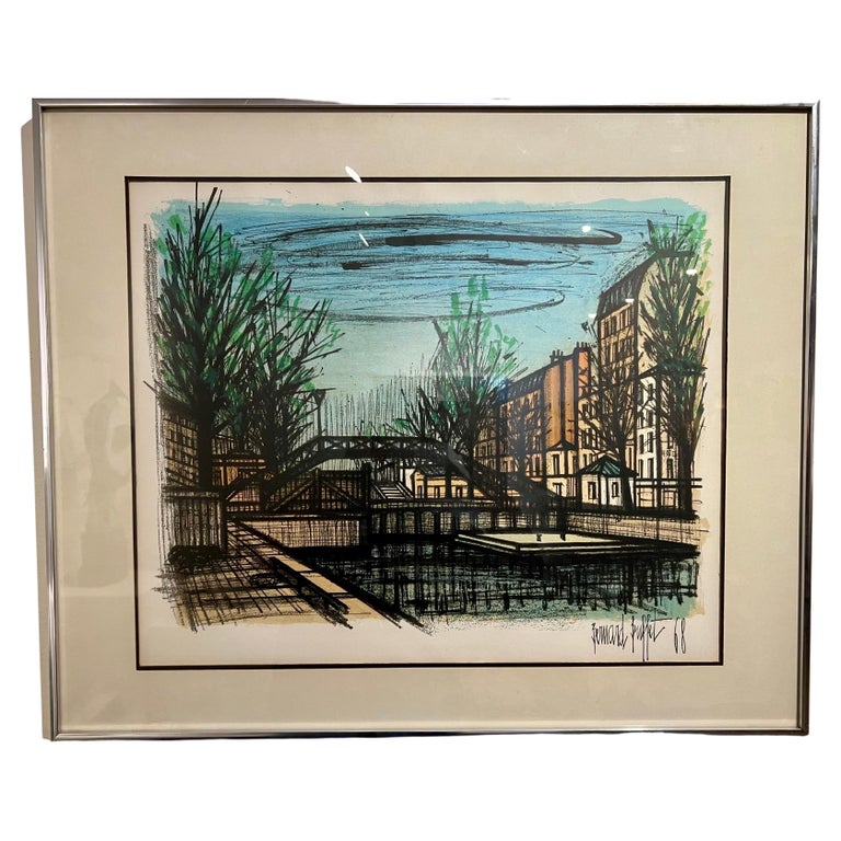 Original Framed Collectors Guild Canal Saint Martin Lithograph by Bernard Buffet at 1stDibs