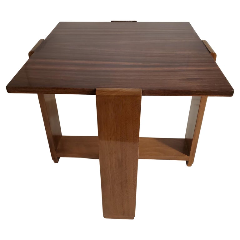 Original French Art Deco Macassar Ebony Square Table, Michel Roux-Spitz ...