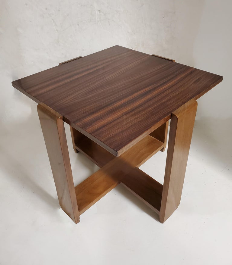 Original French Art Deco Macassar Ebony Square Table, Michel Roux-Spitz ...