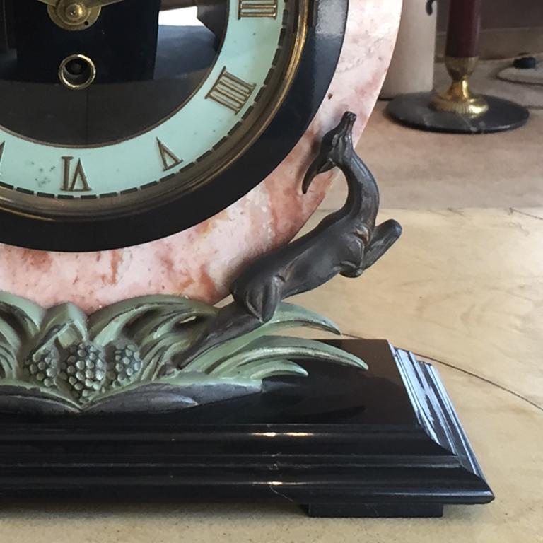 Original French Art Deco Table Clock in Marble and Bronze, 1930s For ...