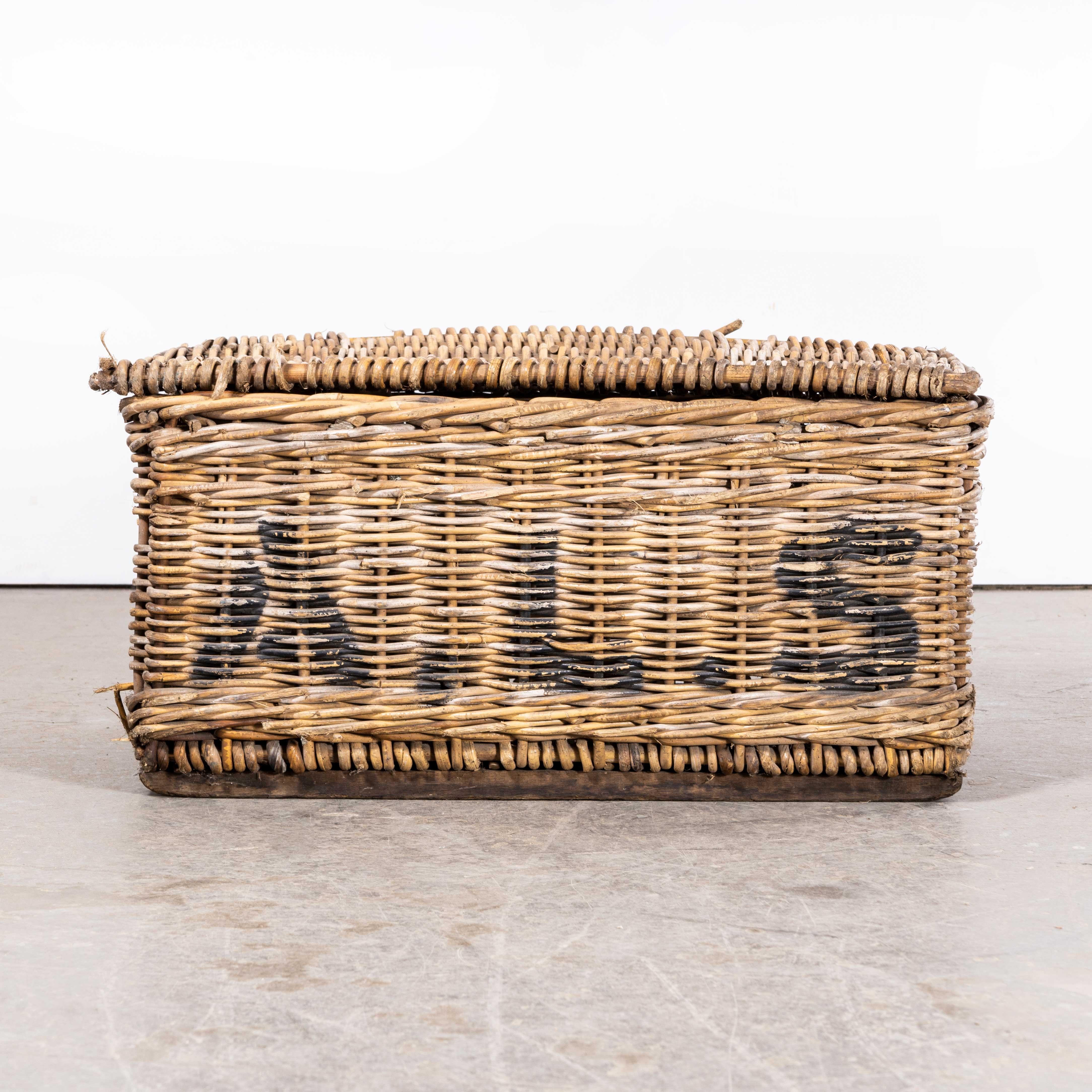 Original French Handmade Willow Hamper For Sale at 1stDibs