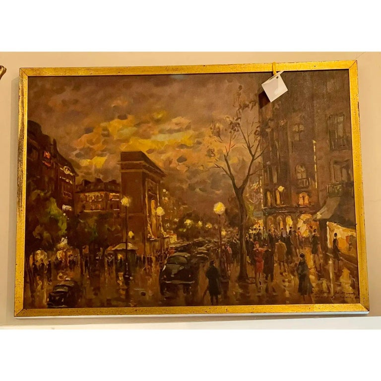 Original French Oil Painting of Porte St Dennis Paris, Early 20th Century For Sale at 1stDibs
