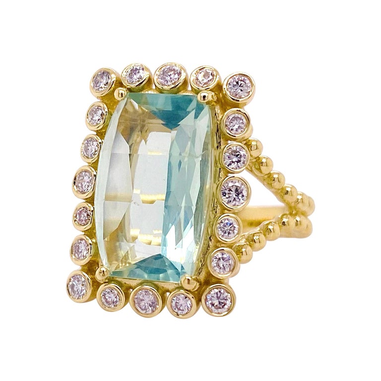 Original Ring mit grnem Turmalin und Diamant, 9 Karat, seltener ...