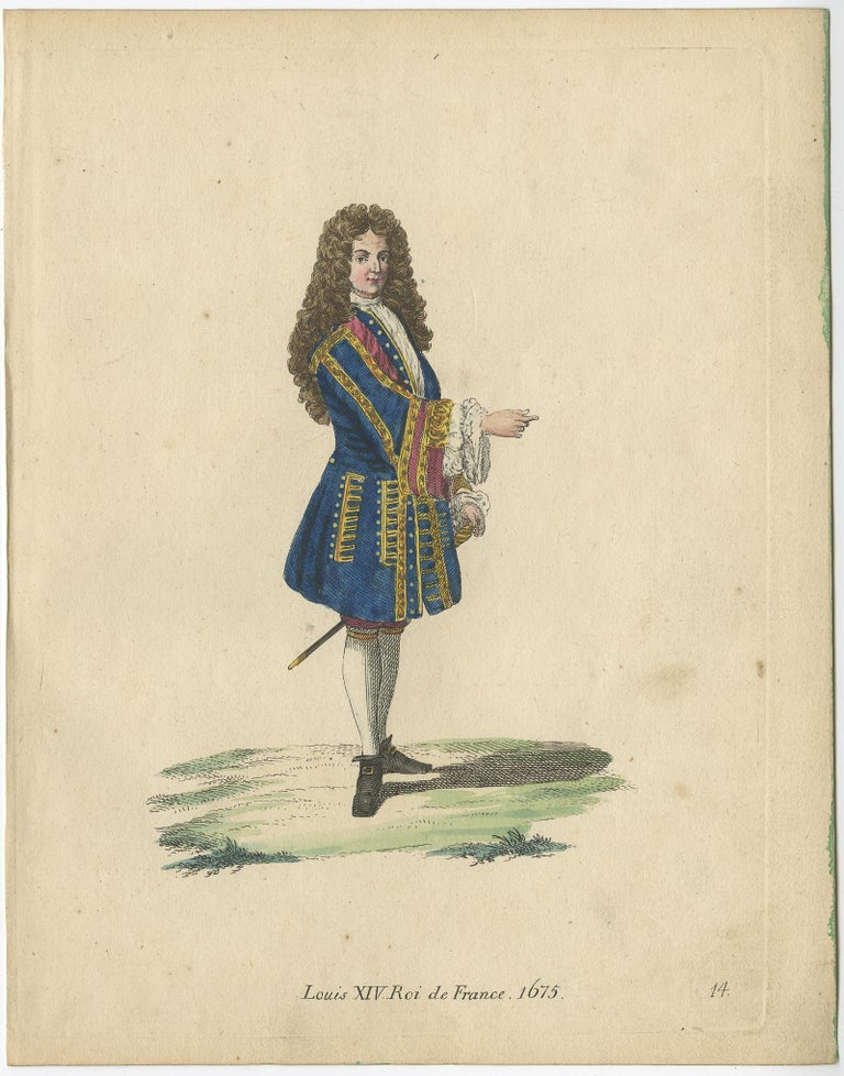 Original Hand-Colored Copper Engraving of Louis XIV or The Sun King ...
