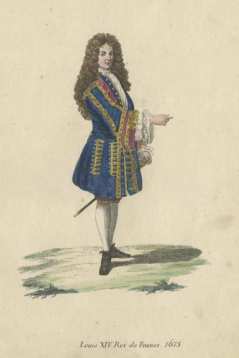 Original Hand-Colored Copper Engraving of Louis XIV or The Sun King ...