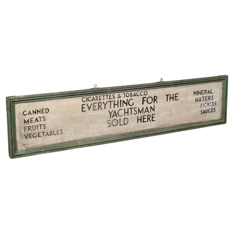 Original Hand Painted Wooden Sign for a Marine Shop, English, 1920s For ...