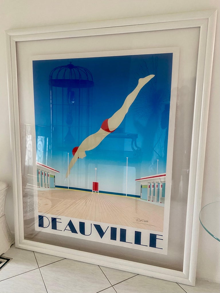 Original Hand Signed Razzia Framed Deauville Poster, Art Deco For Sale at 1stDibs