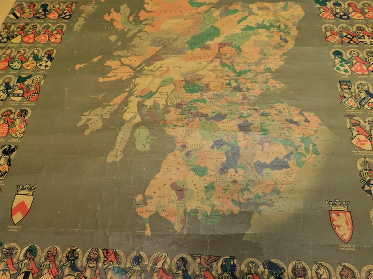 Original Historical Cloth Clan Map of Medieval Scotland of Old at 1stDibs