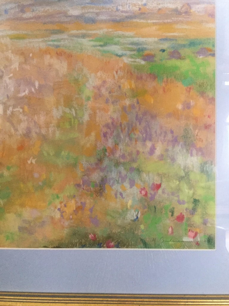 Original Impressionist Pastel of Woman in Field For Sale at 1stDibs